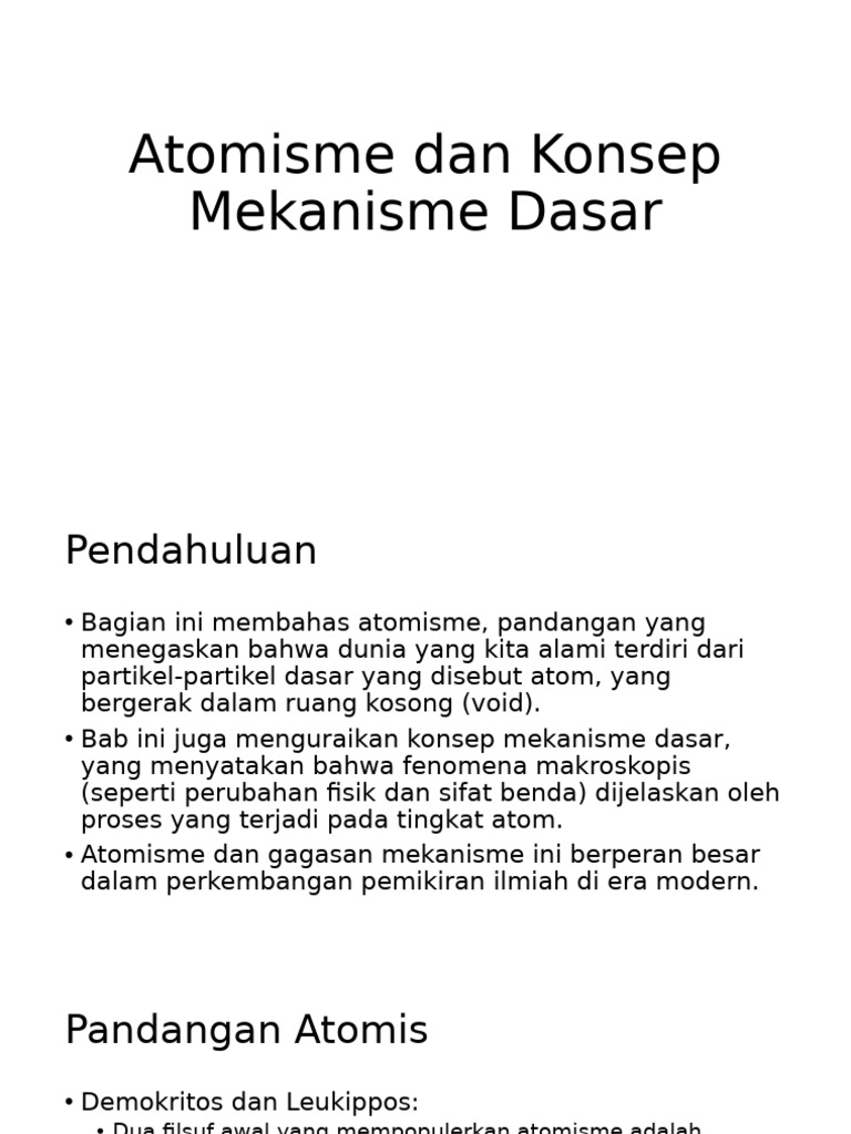 Atomisme Dan Konsep Mekanisme Dasar | PDF