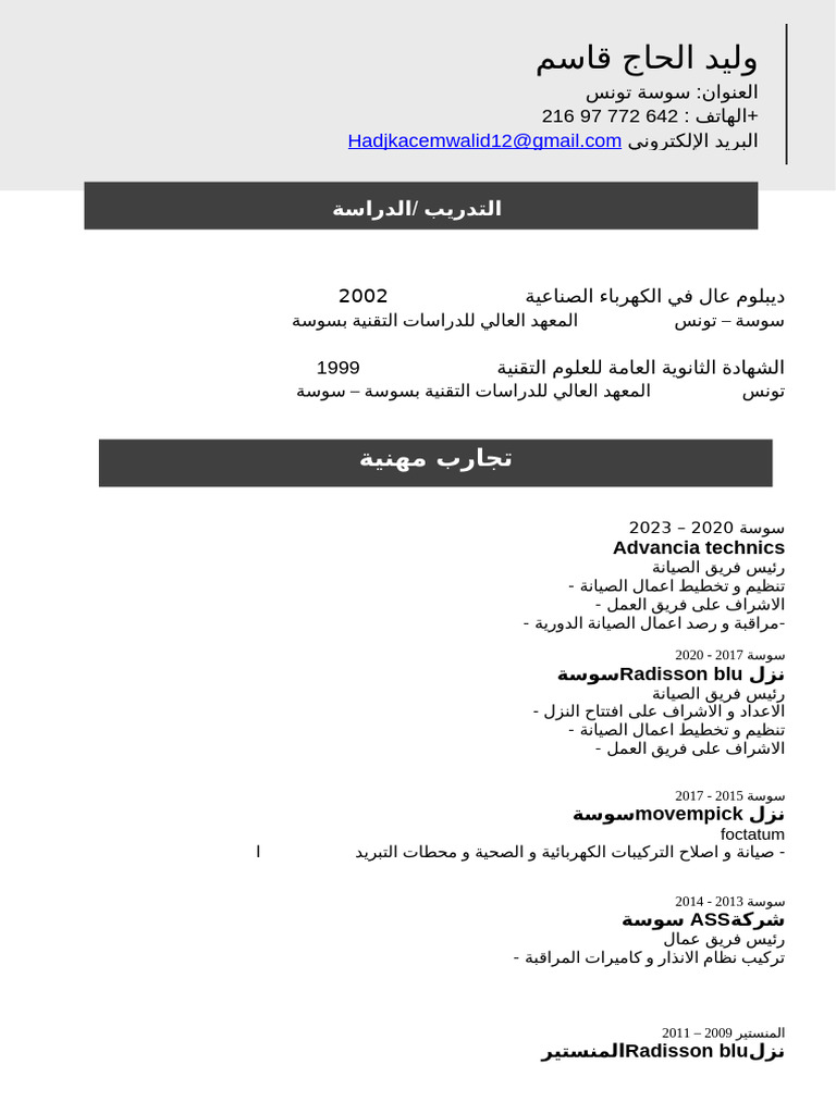 CV Arabe Walid | PDF