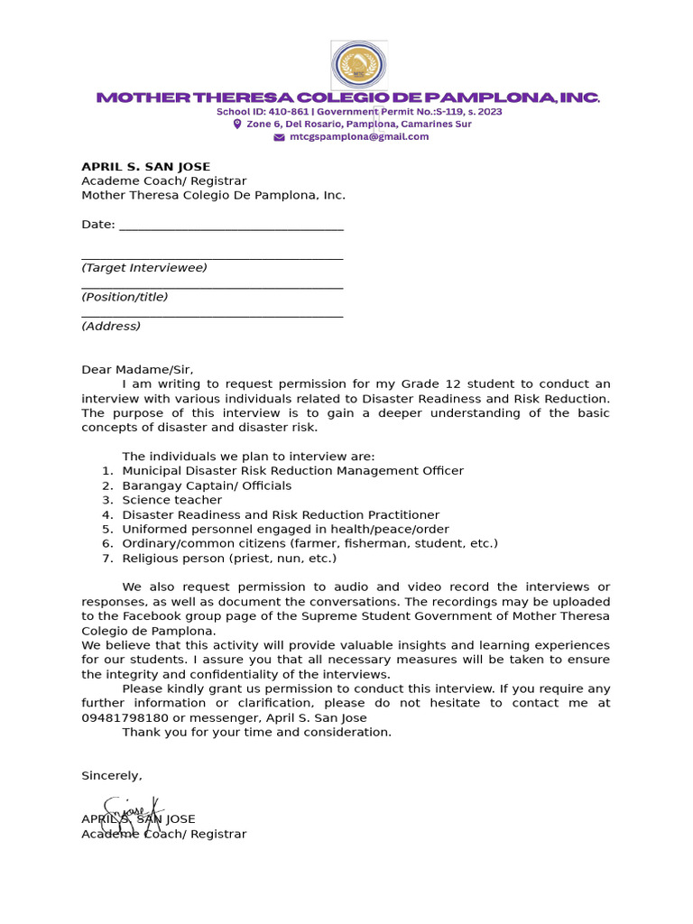 DRRR_Interview-Communication-Letter | PDF