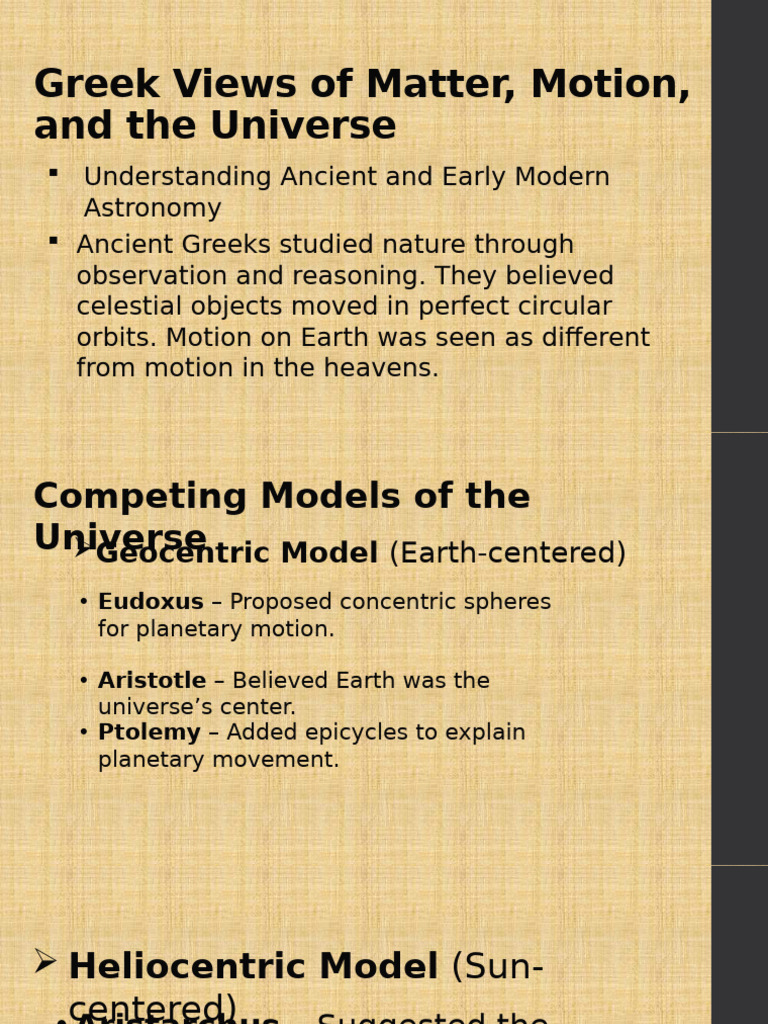 Greek Astronomy: From Geocentric to Heliocentric | PDF