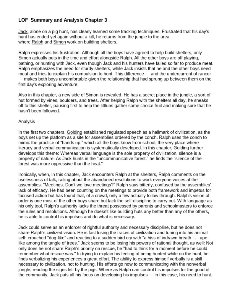 LOF Summary and Analysis Chapter 3 | PDF