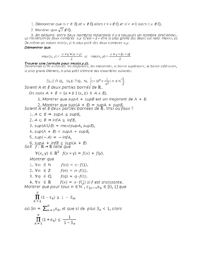 ANALYSE 1 - Exercice | PDF