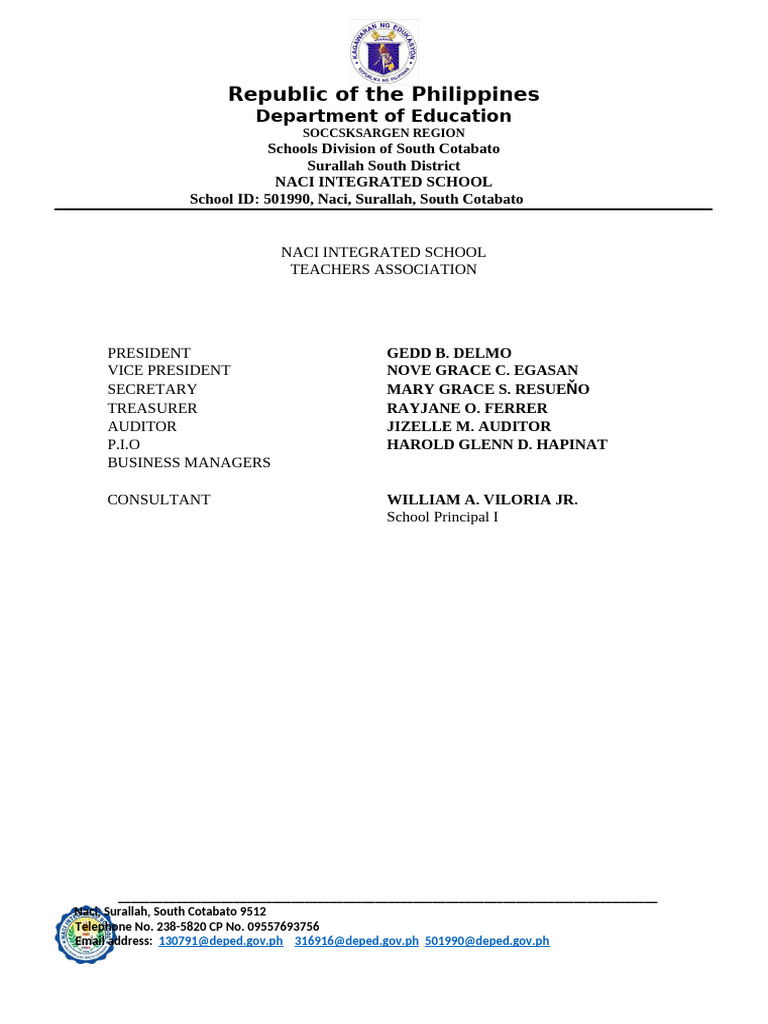 Teachers Association Officers | PDF