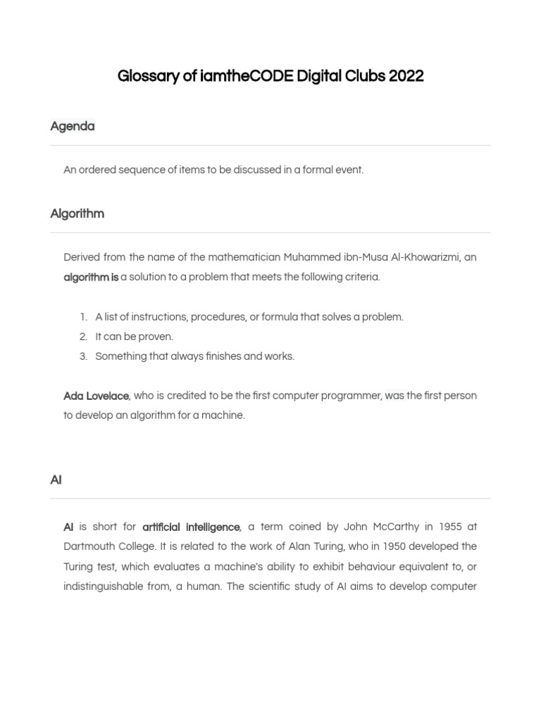 Confidential IamtheCODE Glossary | PDF | Html Element | Html