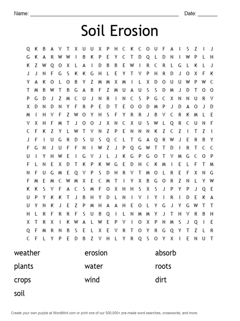 Soil Erosion Word Search Puzzle | PDF