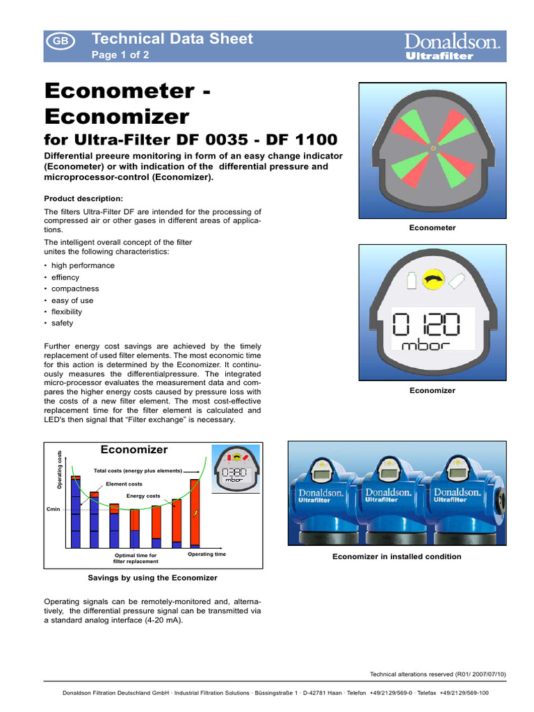 Econometer - Economizer For Ultra - Filter | PDF | Pressure Measurement ...