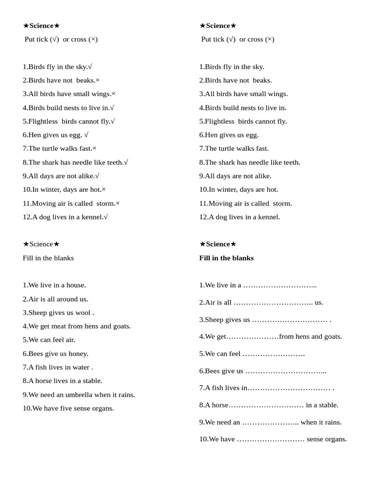 Science Quiz: Birds, Animals, and Nature | PDF