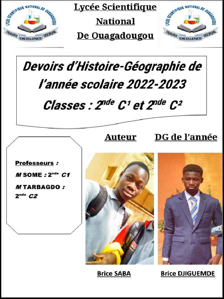 Devoirs D'H-G LSNO 2nde C - 102457 | PDF