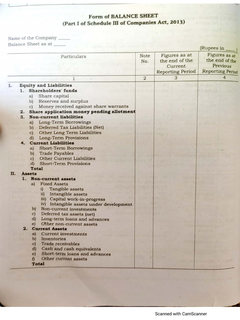 Vertical Balancesheet Format | PDF