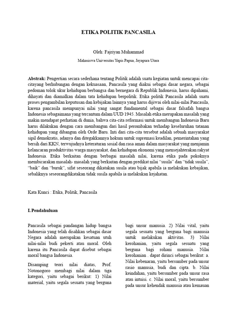 Etika Politik Pancasila | PDF