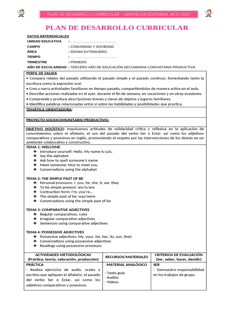 3ro LEX PDC | PDF | Gramática | Oración (Lingüística)