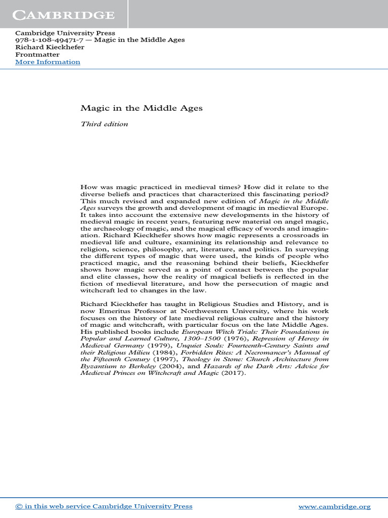 Magic in The Middle Ages by Richard Kieckhefer | PDF | Witchcraft ...