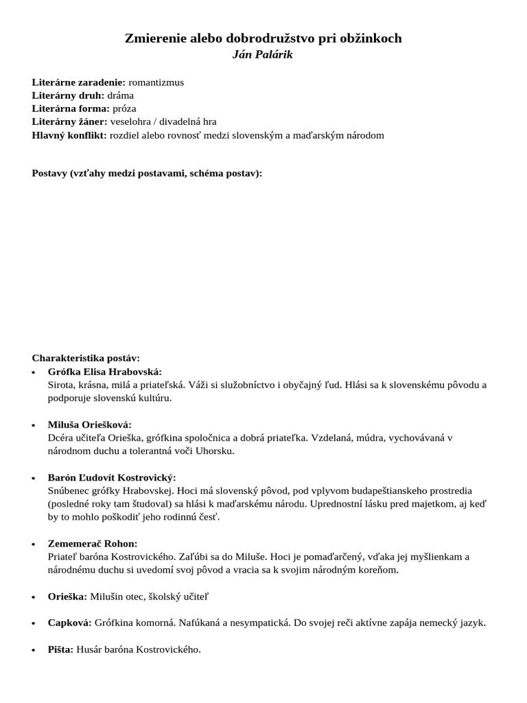 Forma Čitateľského Zápisníka - Zmierenie Alebo... | PDF