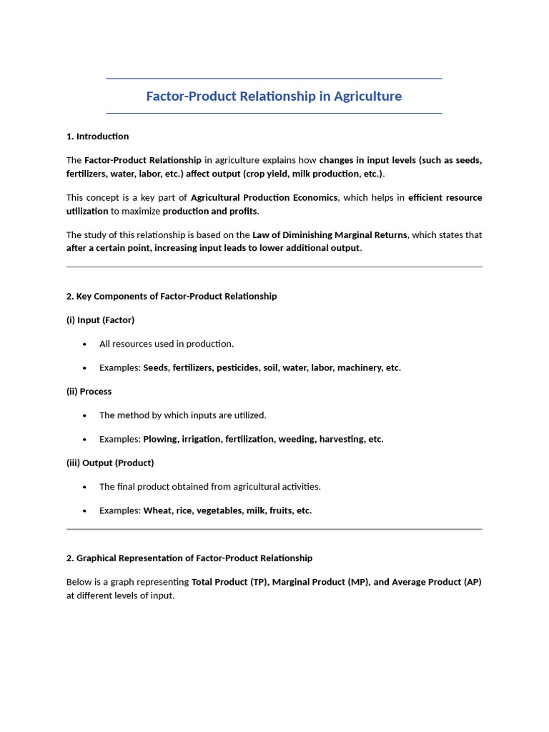 Factor-Product Dynamics in Agriculture | PDF | Agriculture | Economies