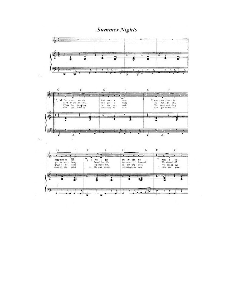 BS Grease (Brillantina) Summer Nights | PDF
