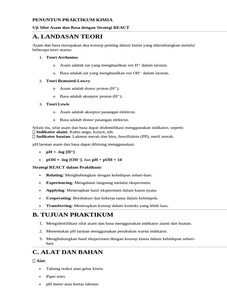 Penuntun Praktikum Kimia | PDF