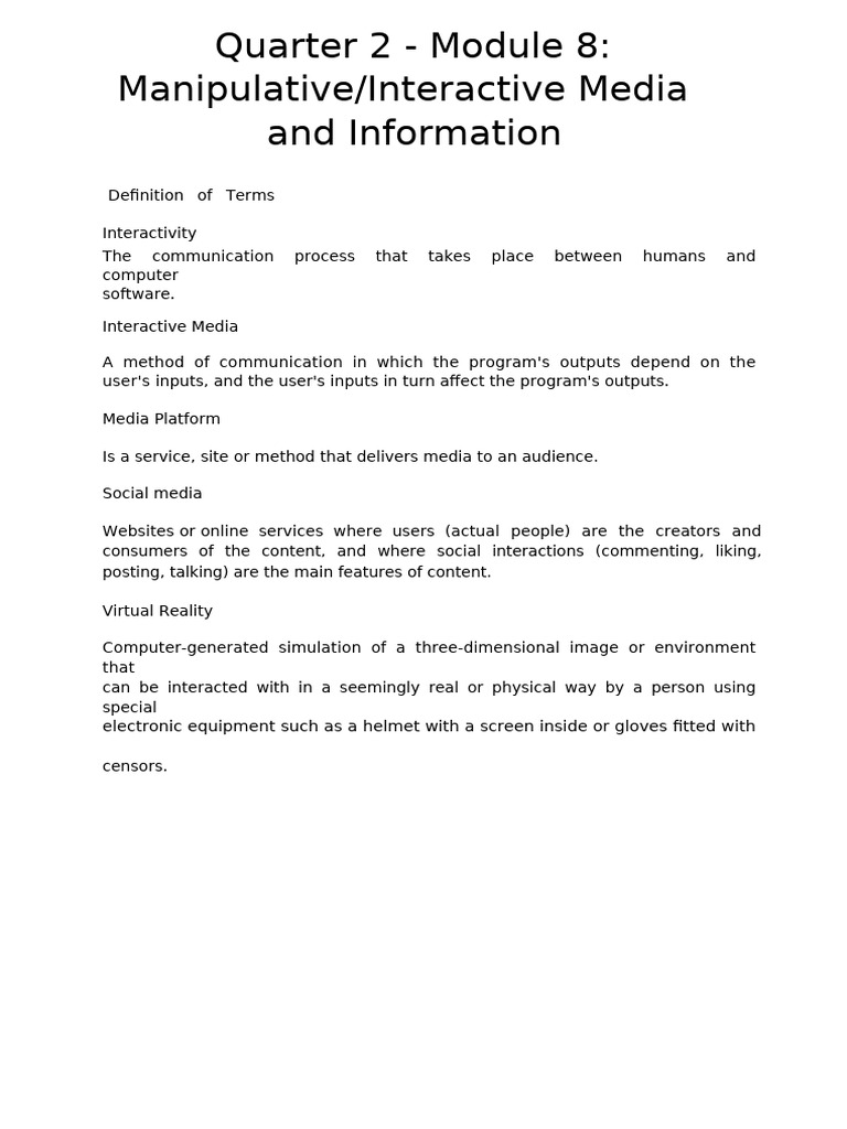 MIL-Q2-MODULE-8 | PDF | Interactive Media | Role Playing Games