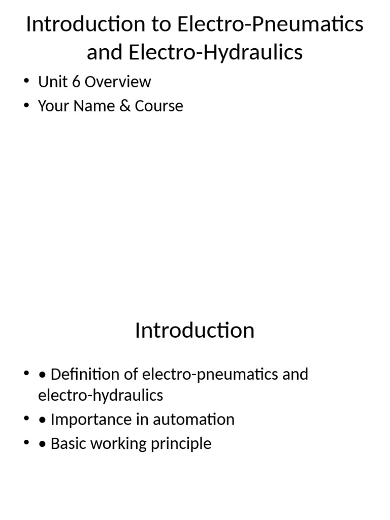 Electro Pneumatics - Electro Hydraulics | PDF