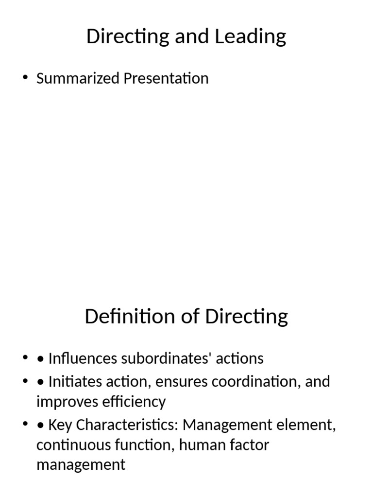 Directing Leading Summary | PDF