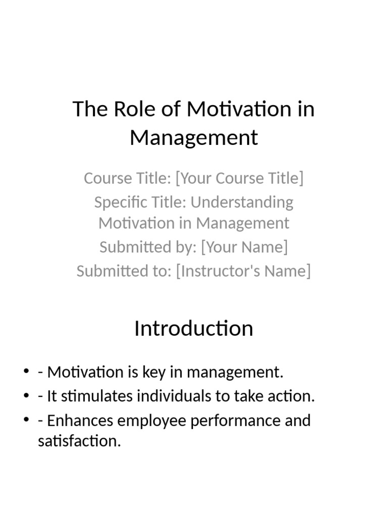 Understanding Motivation in Management | PDF