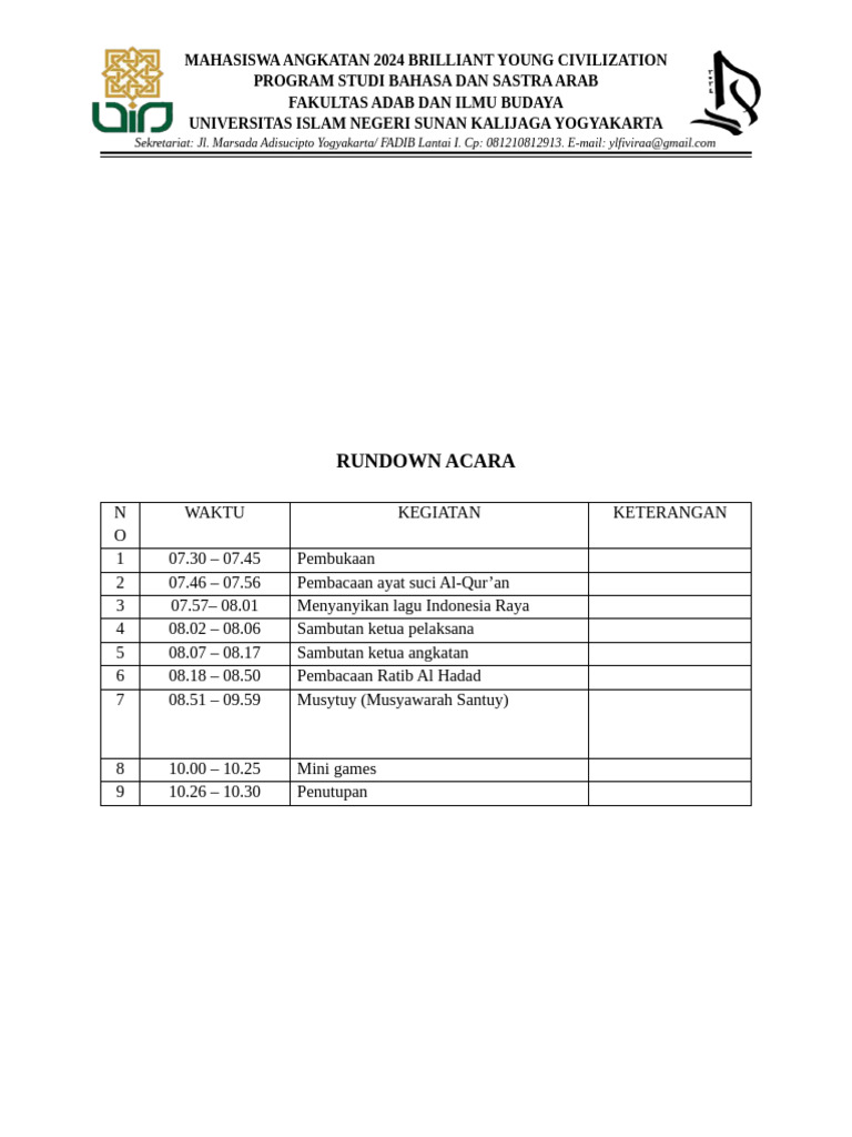 Rundown Acara | PDF