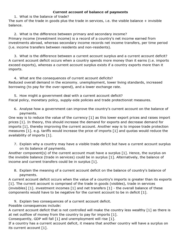 Understanding Current Account Balances | PDF | Government Budget ...
