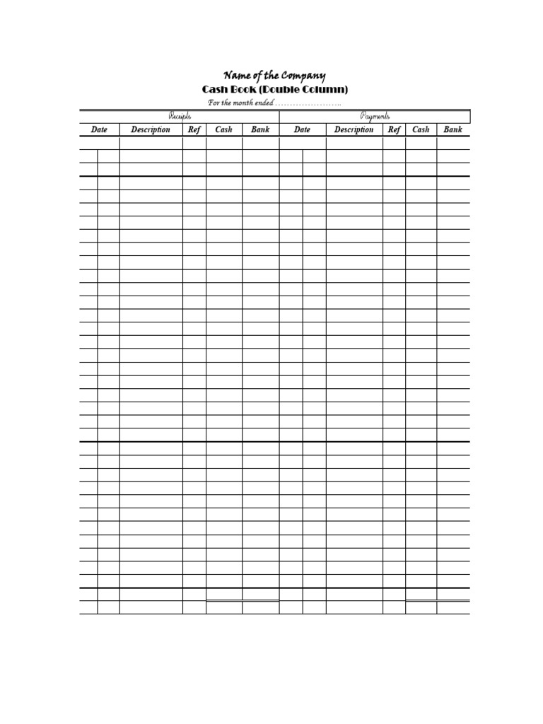 Two Column Cash Book Format | PDF