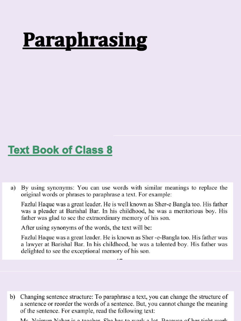 Paraphrasing | PDF | Sentence (Linguistics) | Language Mechanics
