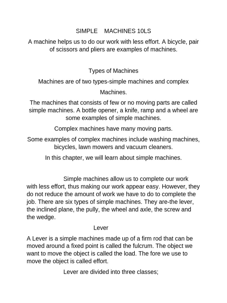 Simple Machines 10ls | PDF