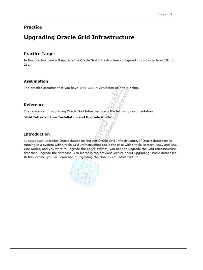 Practice - Upgrading Oracle Grid Infrastructure | PDF | Computer File | Oracle Corporation