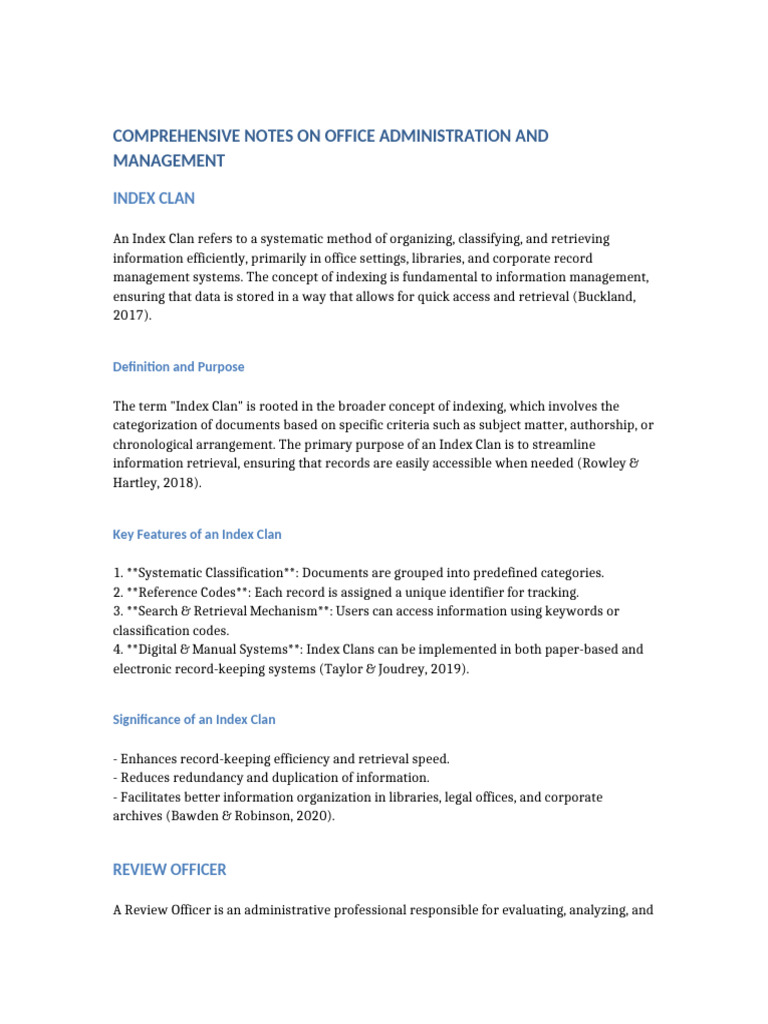 Office Administration Study Notes | PDF | Information | Regulatory ...