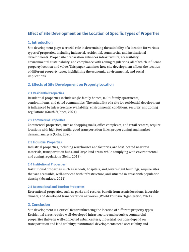Effect of Site Development On Property Location | PDF | Infrastructure ...