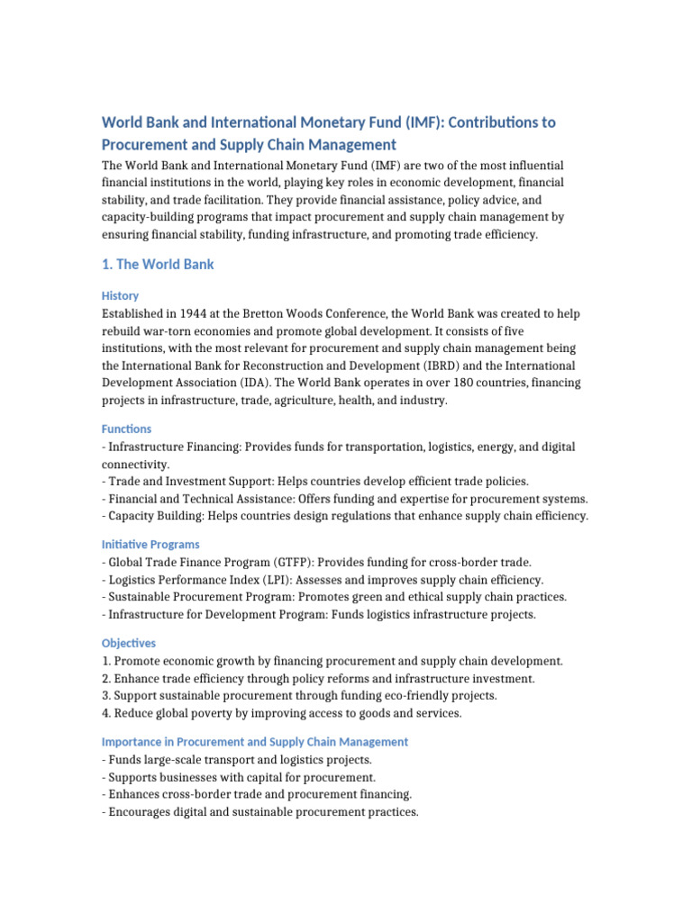 World Bank IMF Procurement | PDF | International Monetary Fund | World Bank