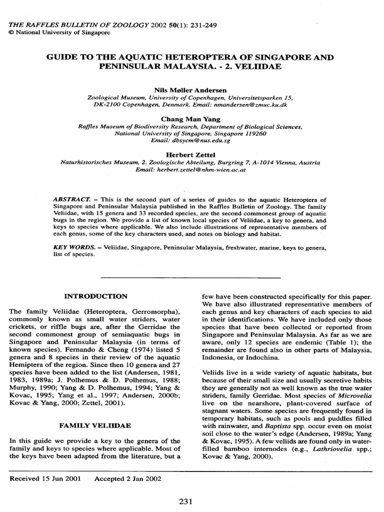 Guide To The Aquatic Heteroptera of Singapore 2 | PDF | Anatomical ...