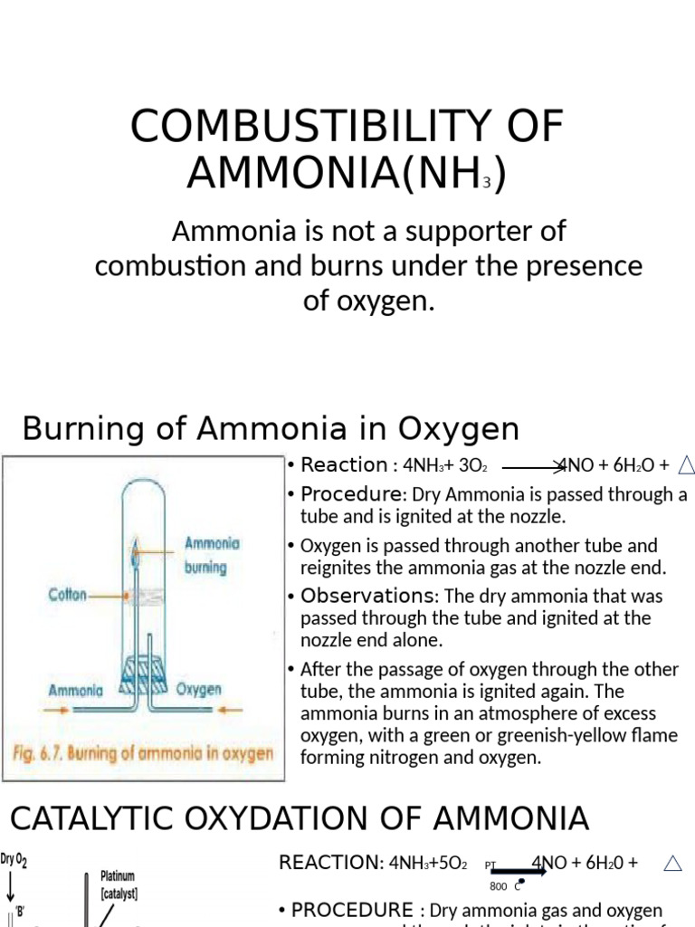 Combustion and Oxidation of Ammonia | PDF