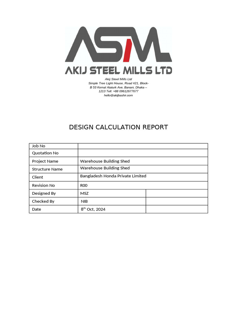 Asml - 169 - 24 - BHL - Design Calculation - Report - R00 | PDF | Building Engineering | Civil ...