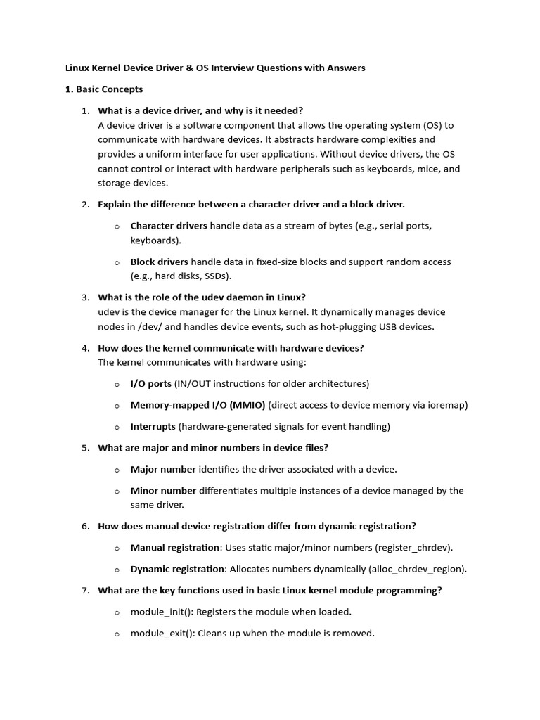 Linux Kernel Device Driver | PDF | Kernel (Operating System) | Device Driver