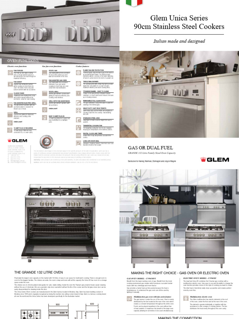Glem Unica 90cm Cooker Overview | PDF | Oven | Barbecue Grill
