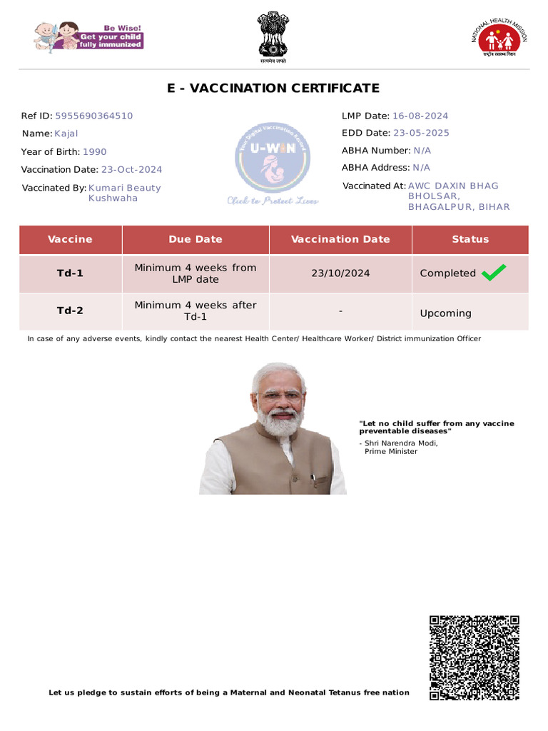 Manas Parmar Vaccination Certificate | PDF