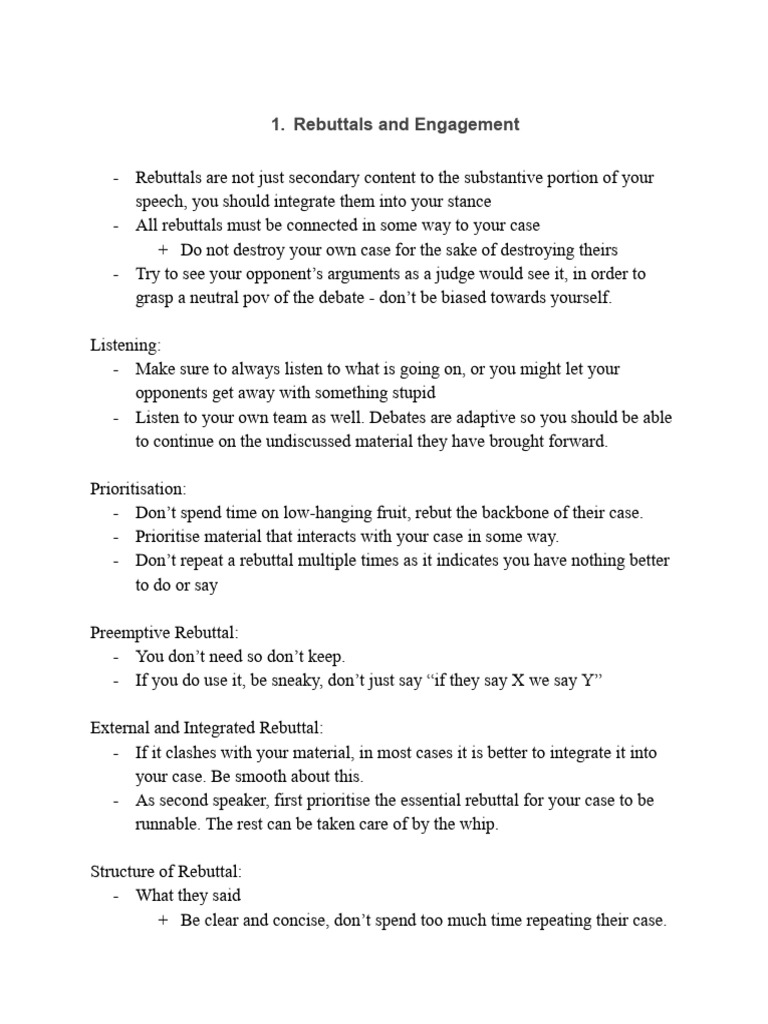 Rebuttals and Engagement | PDF