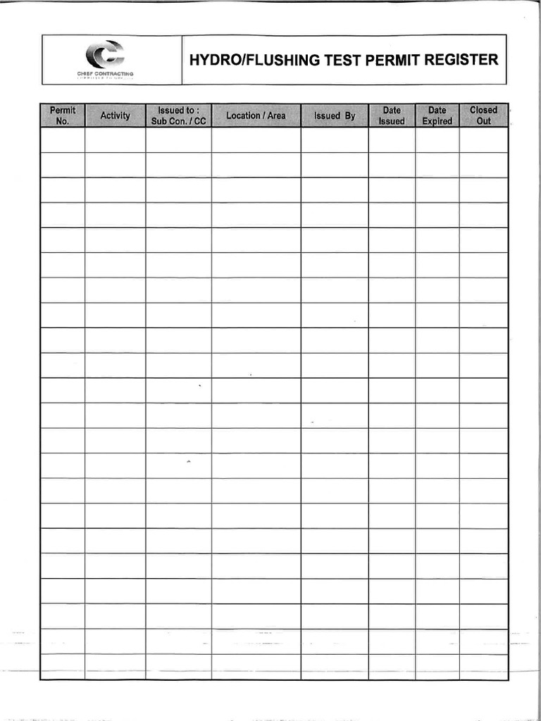 Hydro Flushing Test Permit Reg | PDF
