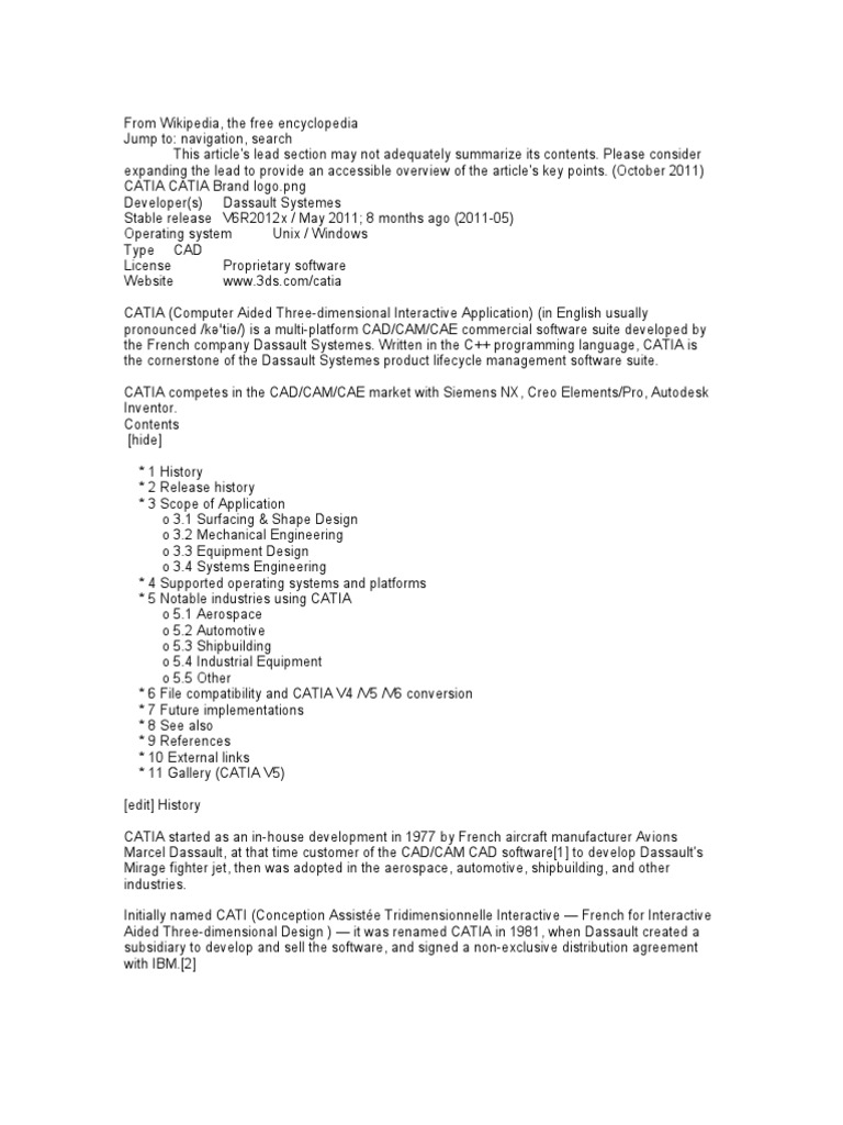 Catia History | PDF | Computing | Software