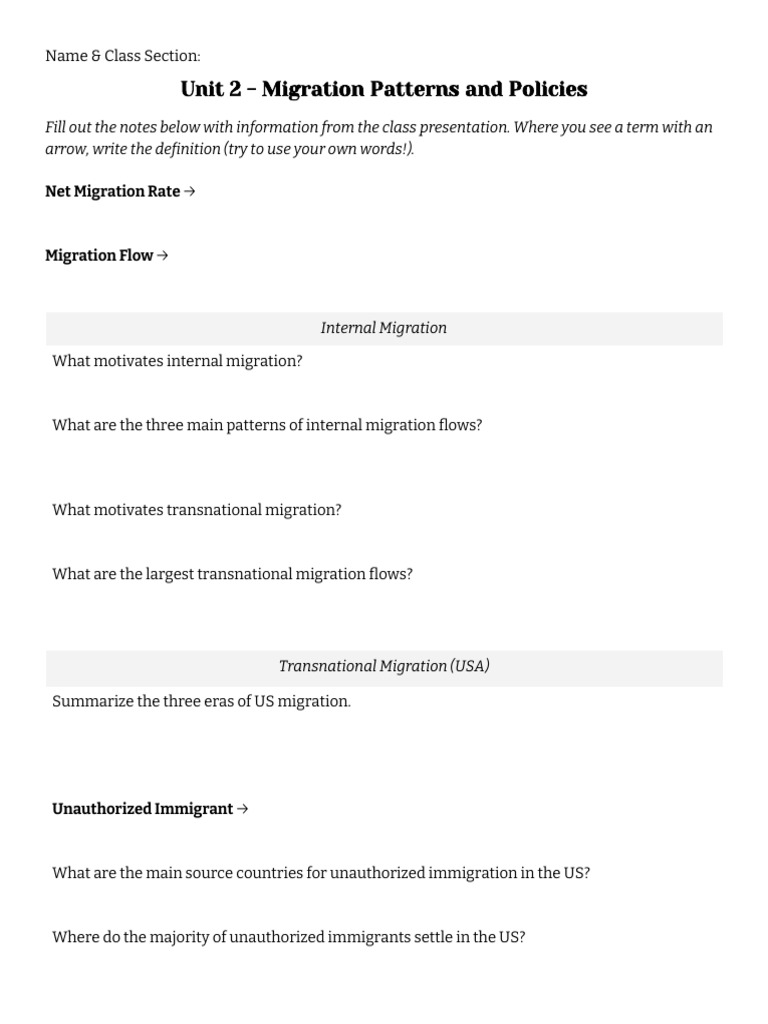Migration Patterns & Policies Notes | PDF