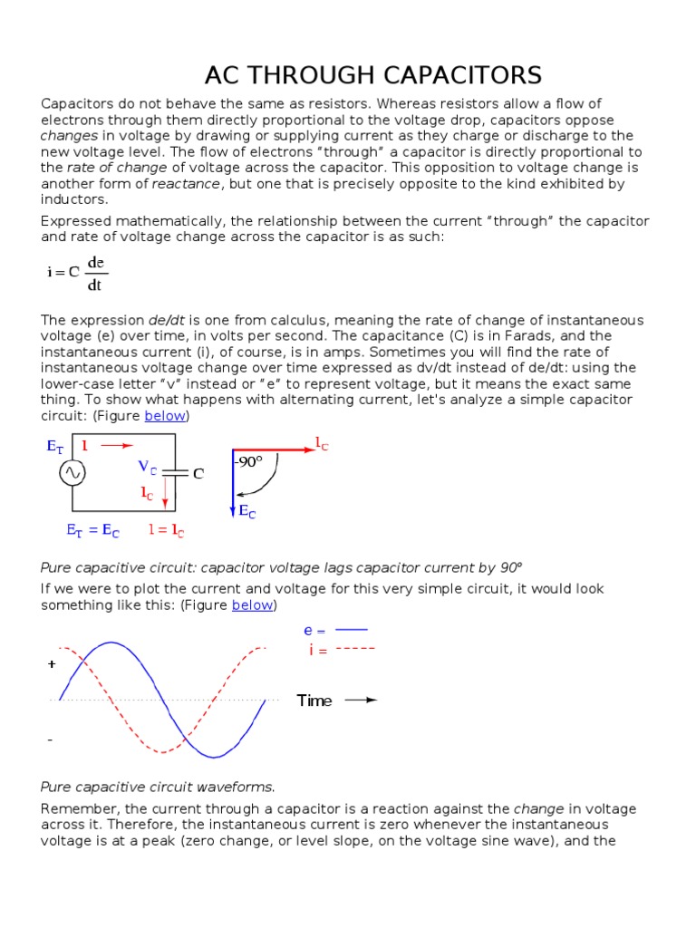 Ac Through Capacitors | PDF | Capacitor | Inductor