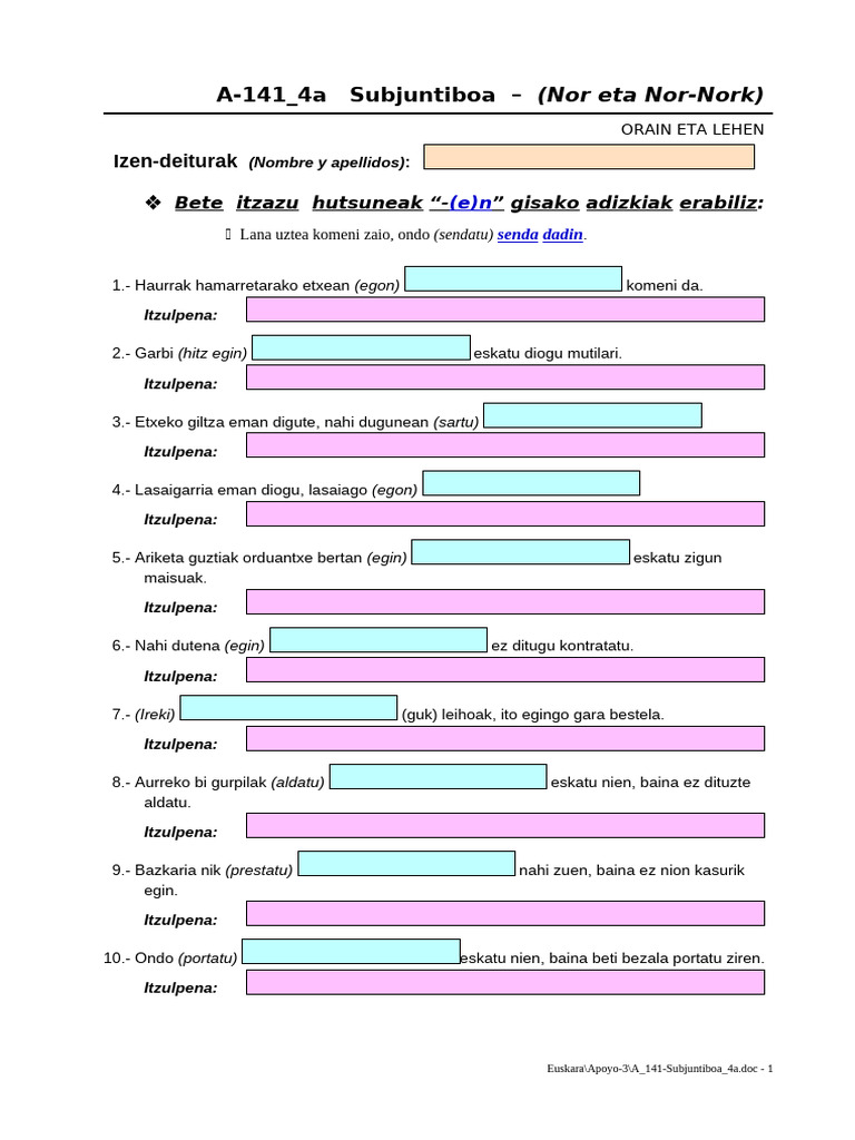Euskera Subjuntivo | PDF