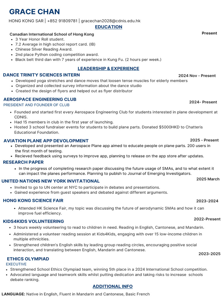 Grace Kam Hing Resume 2024 | PDF