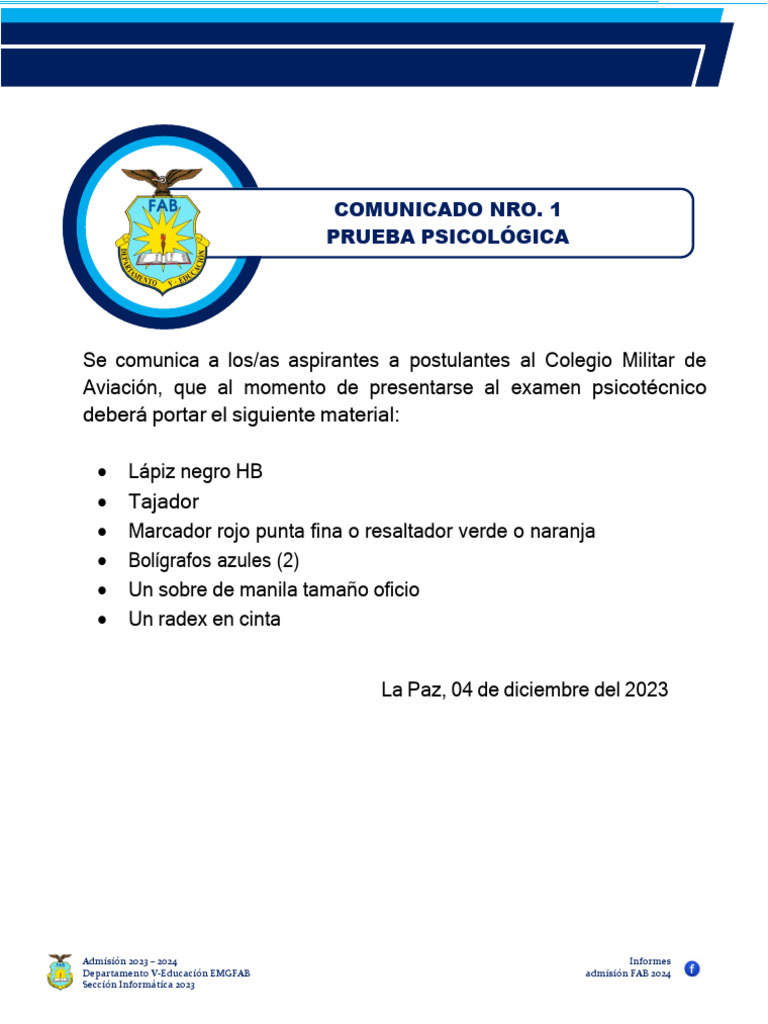 Comunicado 1 Cma | PDF