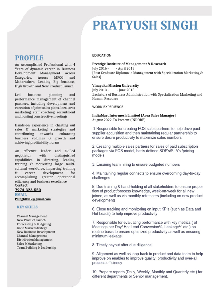 Pratyush Singh - Pegasus HR | PDF | Marketing | Sales