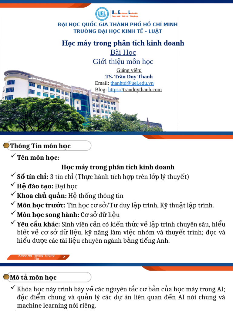 01. MLBA- Giới thiệu môn học | PDF