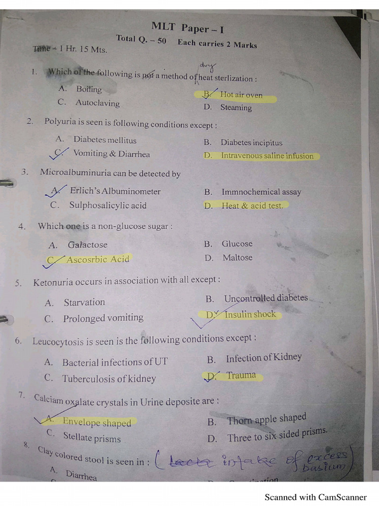 DMLT Paper1 2017 Year Previous Question | PDF